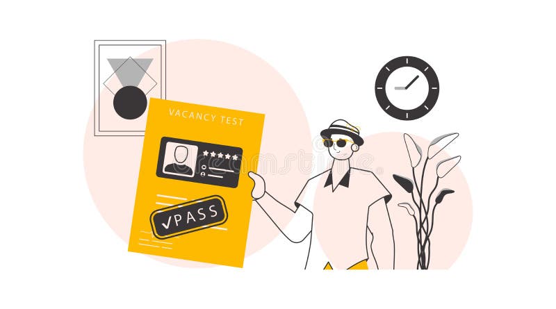 The Man Passed the Job Test. Modern Linear Style. Vector Illustration ...