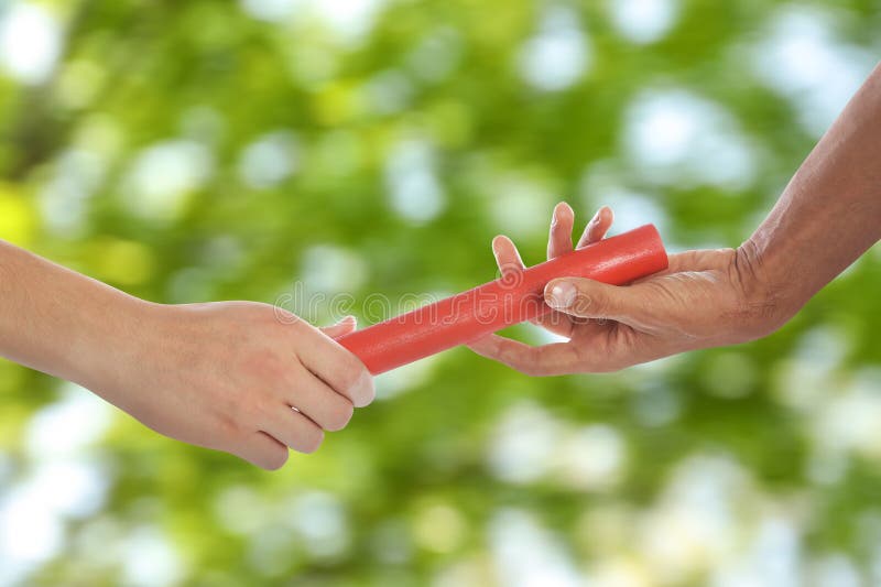 Man Passing Relay Baton Teammate Outdoors Closeup Stock Photos - Free ...