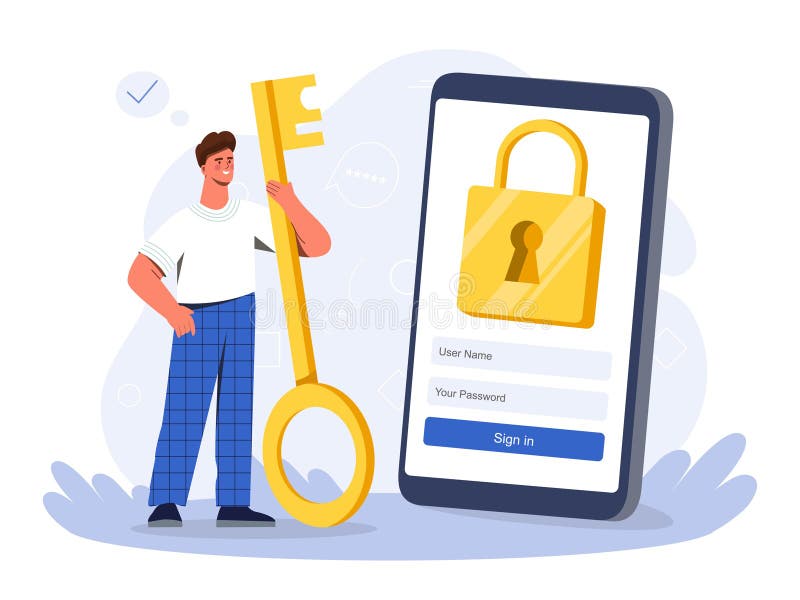 Man with password stock vector. Illustration of password - 261002276