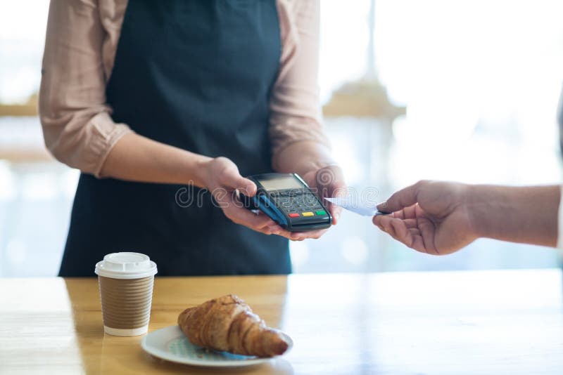 Man Paying Bill through Payment Terminal Stock Image - Image of food ...