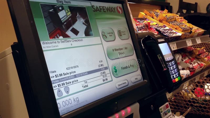 Man Paying Foods at Self Checkout Counter Stock Video - Video of store ...