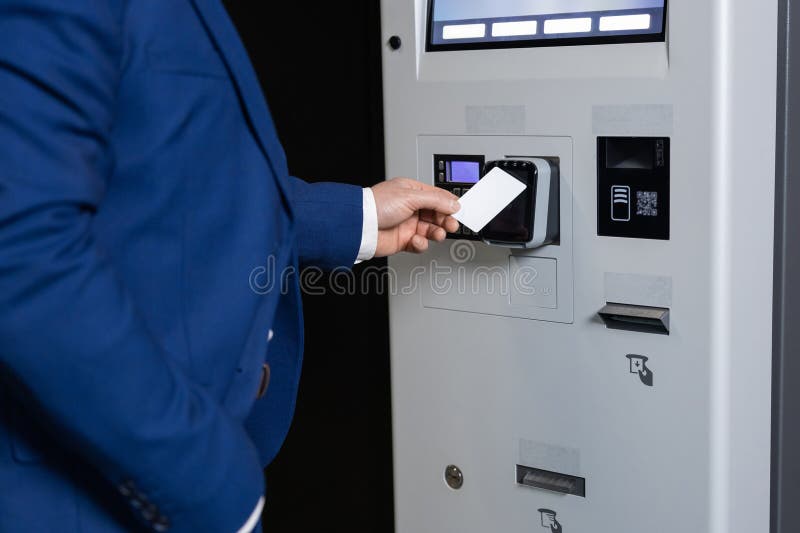 Man Paying Parking Wireless Card Scanning Transport Facility Stock ...