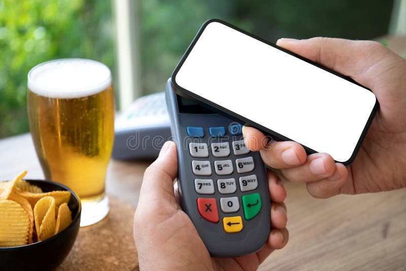 Man Payment Purchase for Phone and Pay Pass Online Terminal Stock Image ...