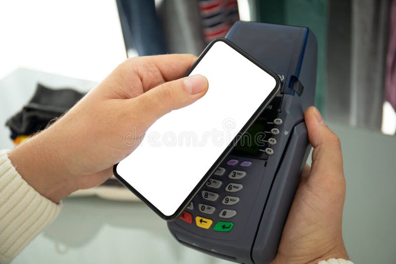 Man Payment Purchase for Phone and Pay Pass Online Terminal Stock Photo ...