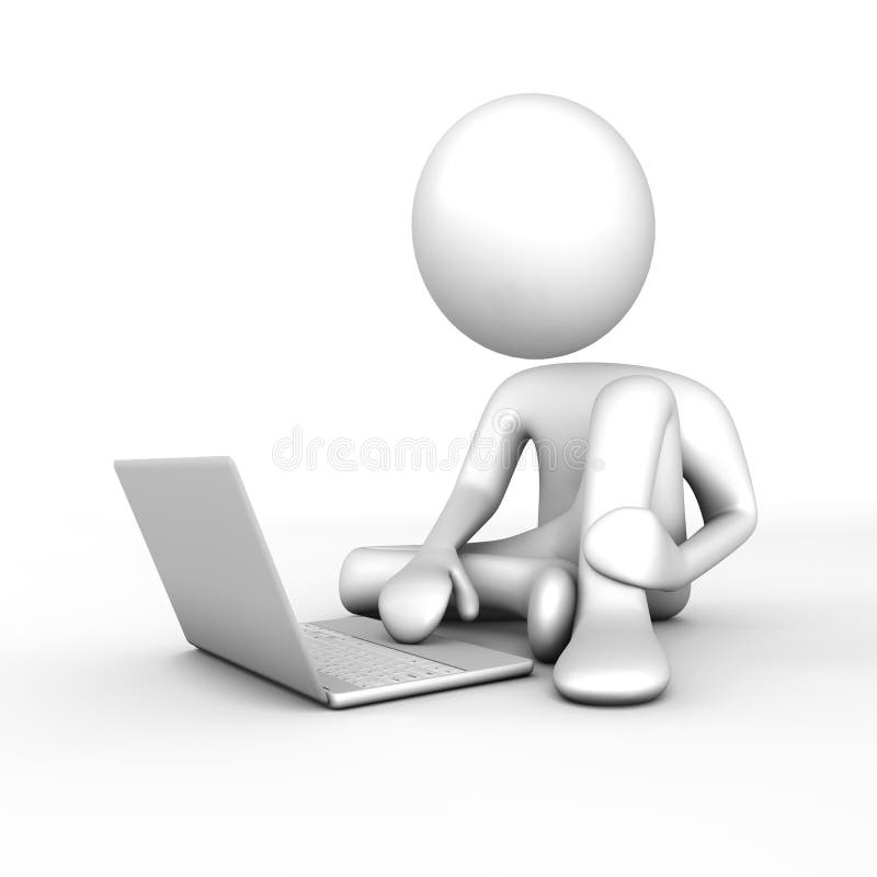 3d man working on computer stock illustration. Illustration of success ...