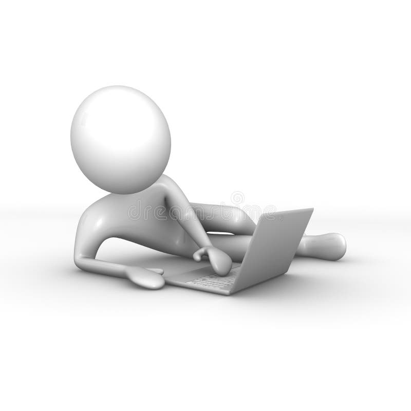 Man with PC on Floor. Computer Confidence Stock Illustration ...