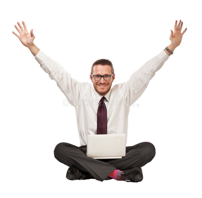 Man with pc stock image. Image of success, smiling, smile - 46793015