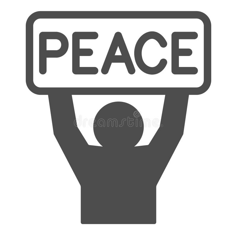 Man with Peace Text Poster Solid Icon, Stop War Concept. Vector ...