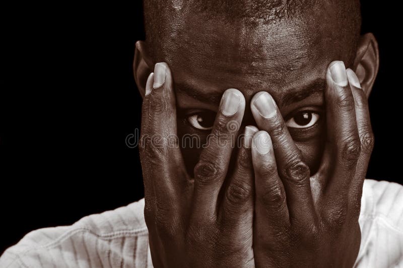 Man Peeking Though His Fingers Stock Image - Image of hands, male: 5975909