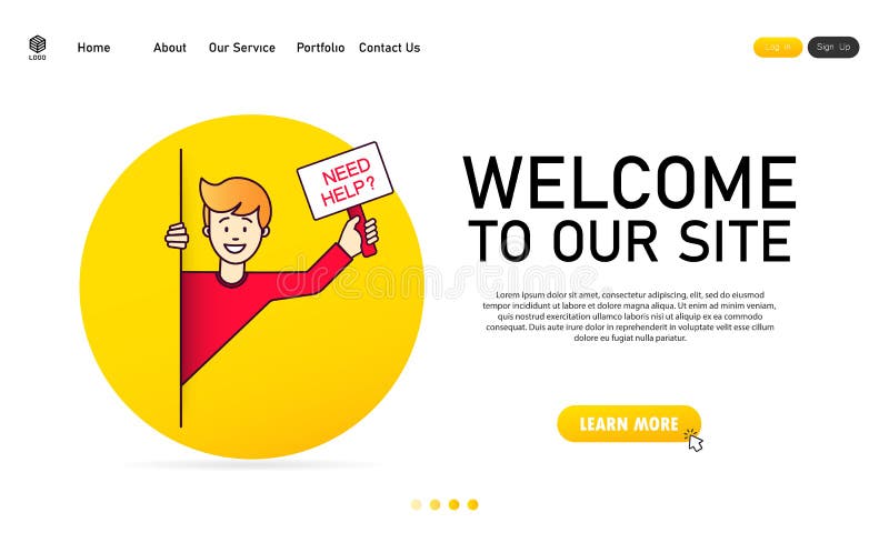 Man Peeks Out and Holds the Sign that Asks Need Help. Support Service ...