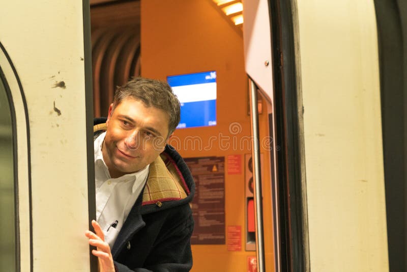 Man peeping out stock image. Image of peeking, happy - 109407181