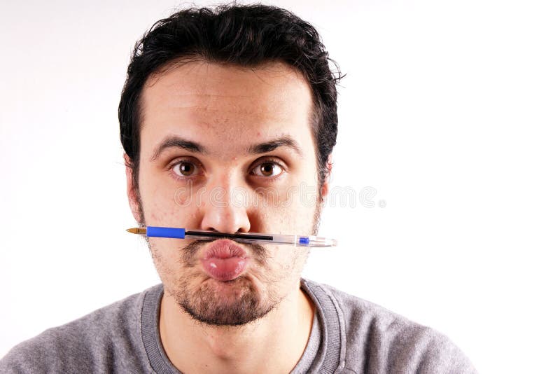 Man with pen stock image. Image of note, caucasian, hand - 49841995