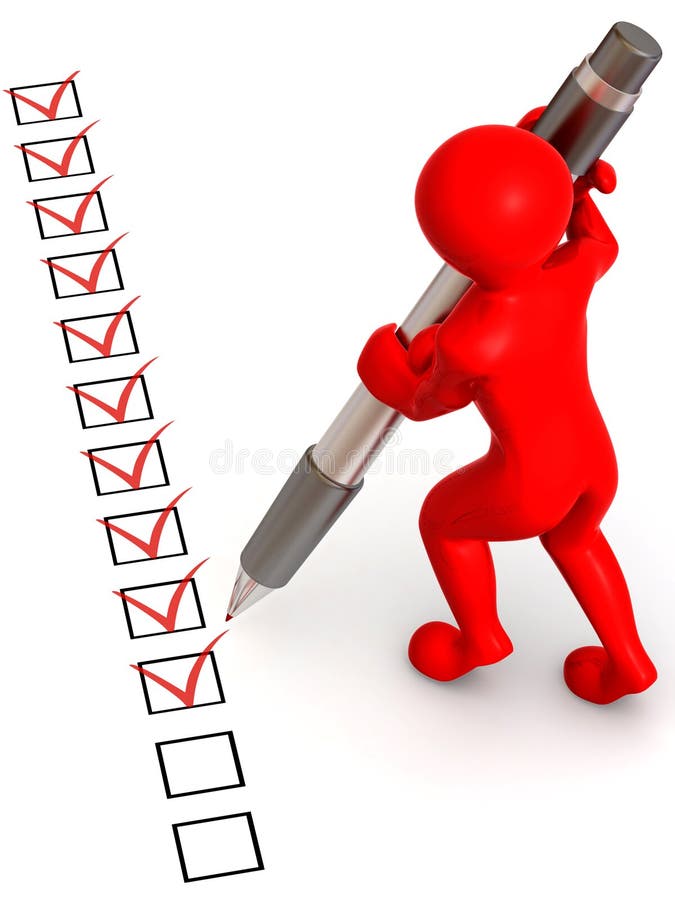 Man With Pen And Questionnaire Stock Illustration - Illustration of ...