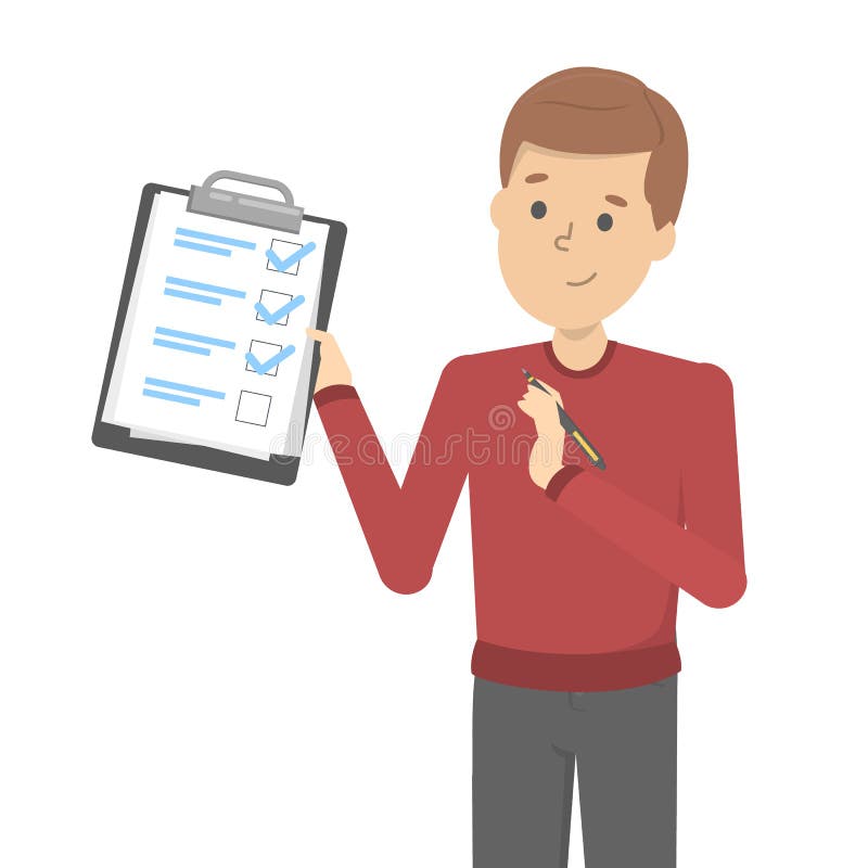Cartoon Man With Clipboard Stock Vector Illustration Of Write 16133020