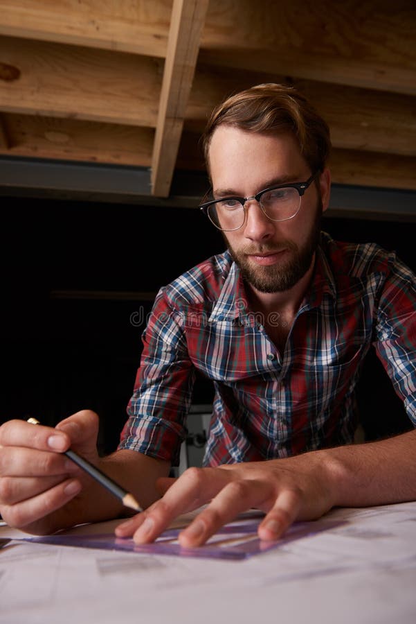 Man, Pencil and Architect Drawing Floor Plan, Construction and Civil ...