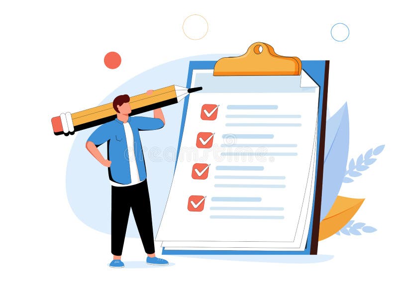 Man with Pencil Marking Completed Tasks on To-do List. Concept of Time ...