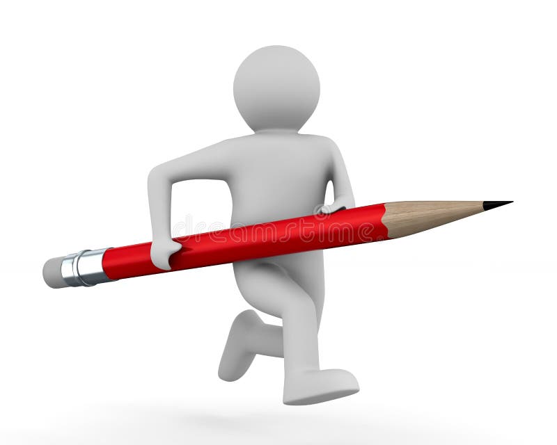 3d Small People - Ruler and Pencil Stock Illustration - Illustration of ...