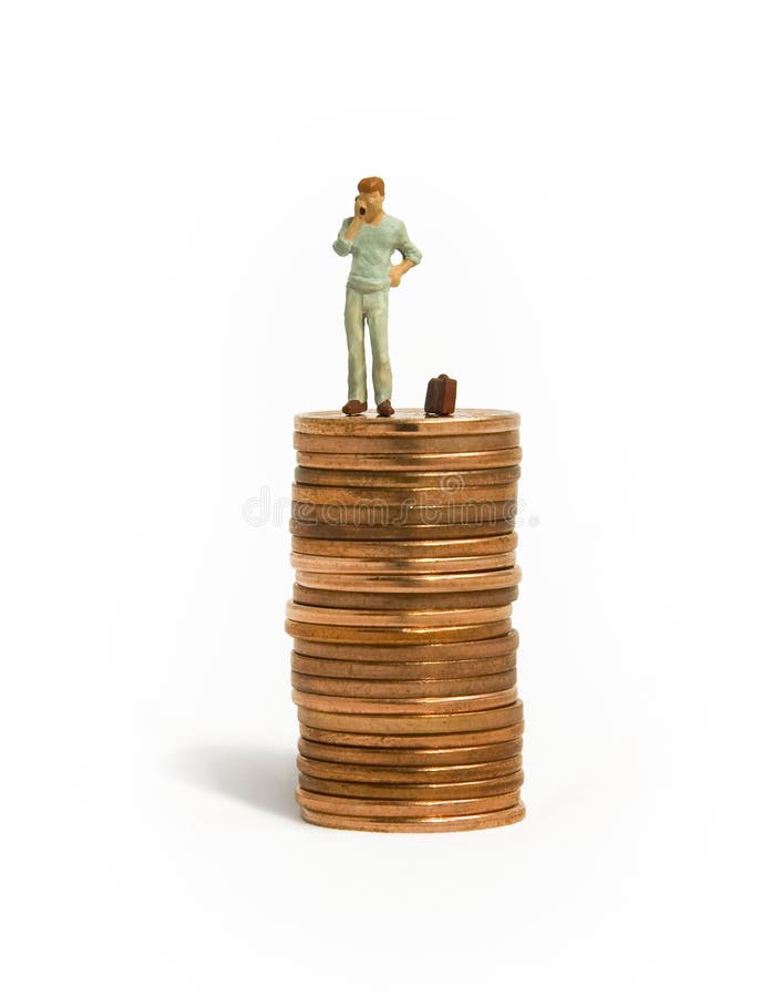 Man Sitting on Pennies stock image. Image of conceptual - 123579