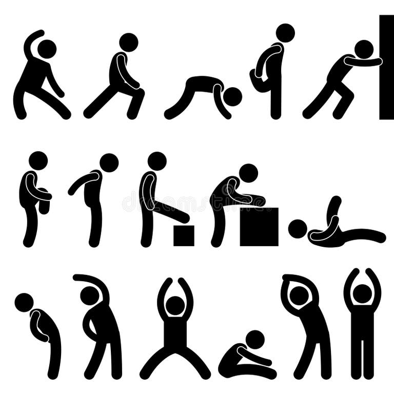 Man People Athletic Exercise Stretching Symbol Stock Vector ...