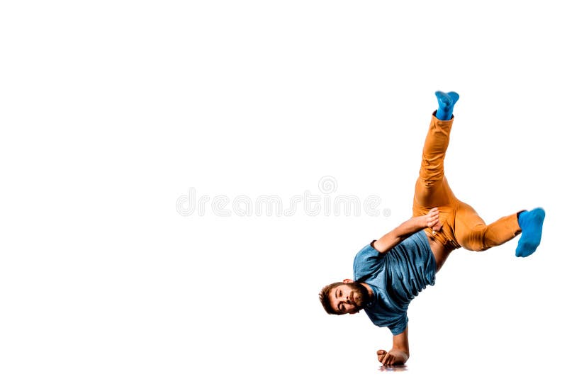 Man Perform Dancing while Doing One Hand Stand Stock Image - Image of ...