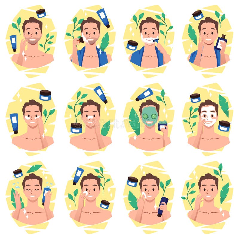 Man Skincare Vector Stock Illustrations – 1,672 Man Skincare Vector ...