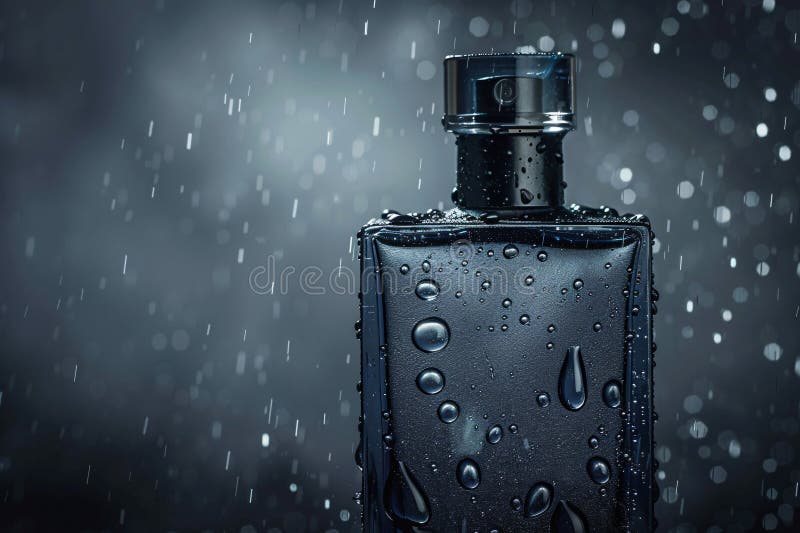 Man Perfume Bottle on Dark Background with Water Drops Stock ...