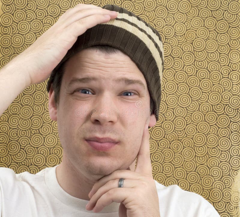 Man with Perplexed Look stock photo. Image of blue, male - 7710292