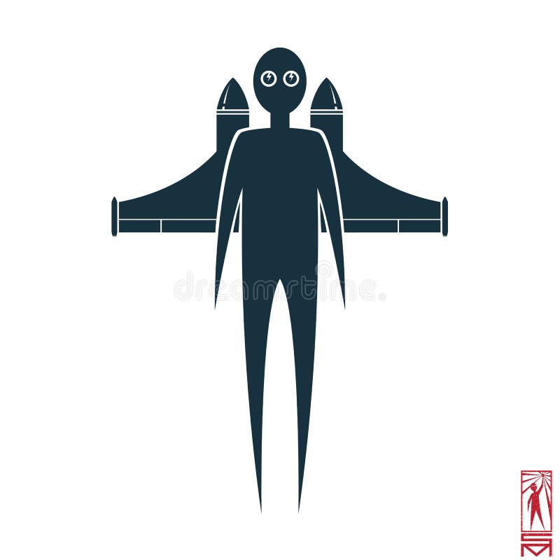 Rocket man in flight stock vector. Illustration of stick - 116404709