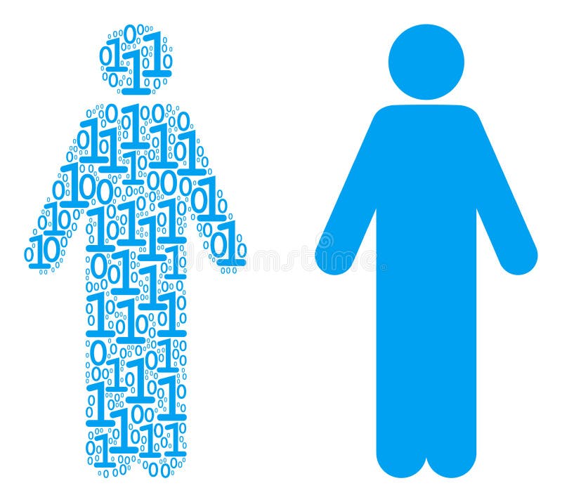 Man Person Collage of Binary Digits Stock Vector - Illustration of ...