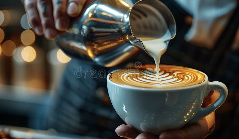 222 Man Person Making Latte Art Cup Coffee Stock Photos - Free ...