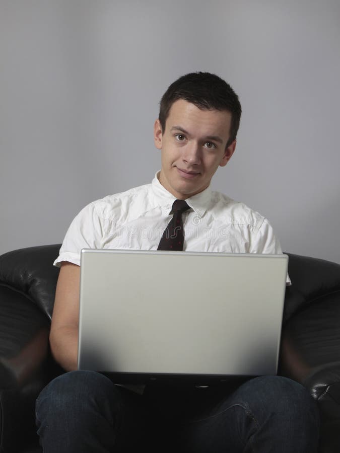 Man with personal computer stock photo. Image of home - 11855110