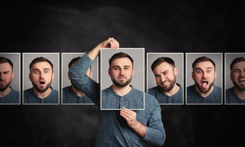 Man with Personality Disorder, Multiple Exposure. Collage Stock Photo ...