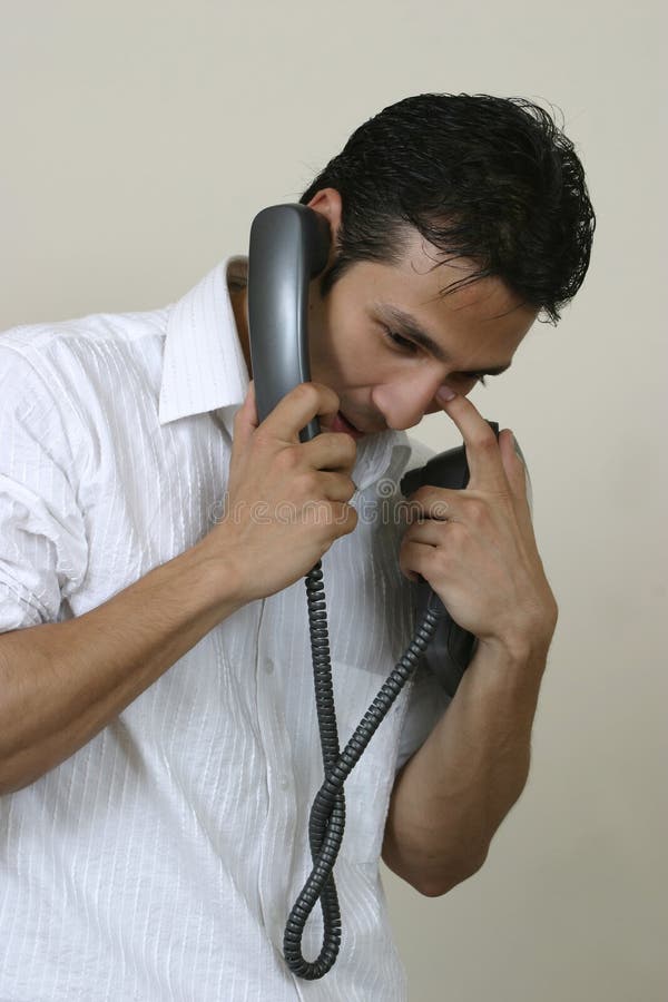 Man on phone stock image. Image of listen, phone, smile - 5687427