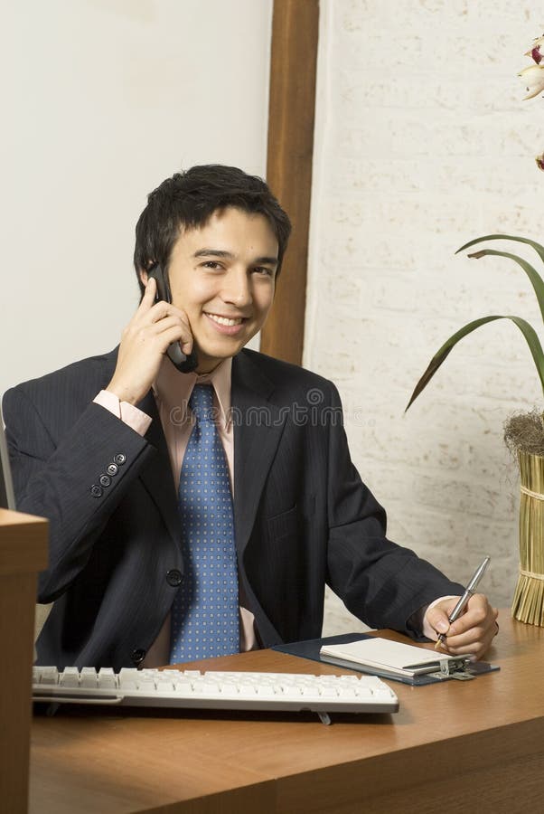 Man on Phone stock image. Image of businessman, happy - 7138105