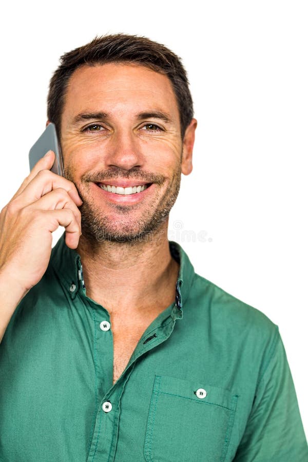 Man on Phone Call Smiling at Camera Stock Photo - Image of elegant ...