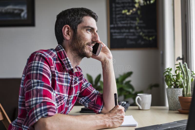 Man on Phone Discussing Business Stock Image - Image of office, ideas ...