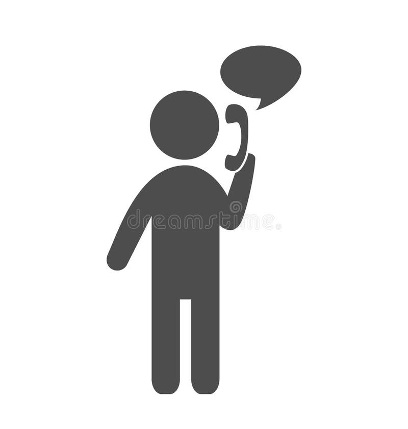 Man with Phone Flat Icon Pictogram Isolated on White Stock Vector ...