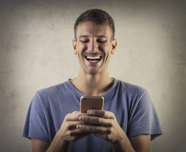 Man with phone stock photo. Image of electronic, smile - 71292722