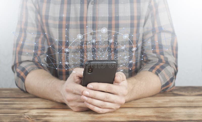 A Man with a Phone in His Hands. Internet Connection. New Technologies ...