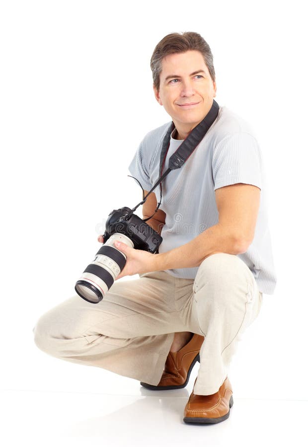 Man with photo camera stock photo. Image of digital, shoot - 12703150