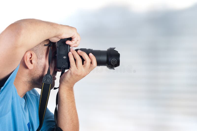 Man with photo camera stock image. Image of desire, grace - 26530817