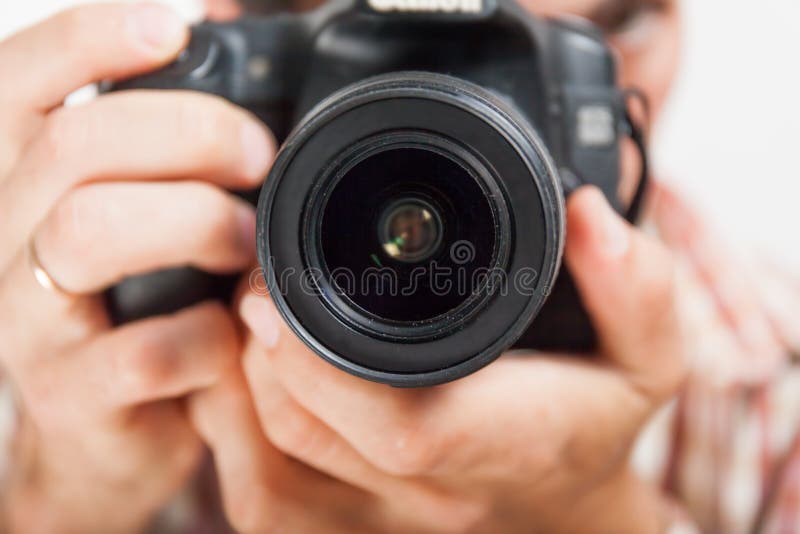 Man Photograph with Camera in Hand Stock Photo - Image of activity ...