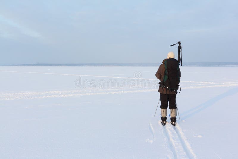 Man Photographer Standing Snow Skis Stock Photos - Free & Royalty-Free ...