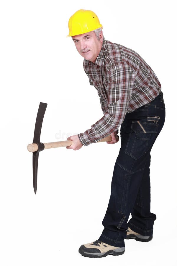 Man with pick ax stock image. Image of person, shaft - 36144467
