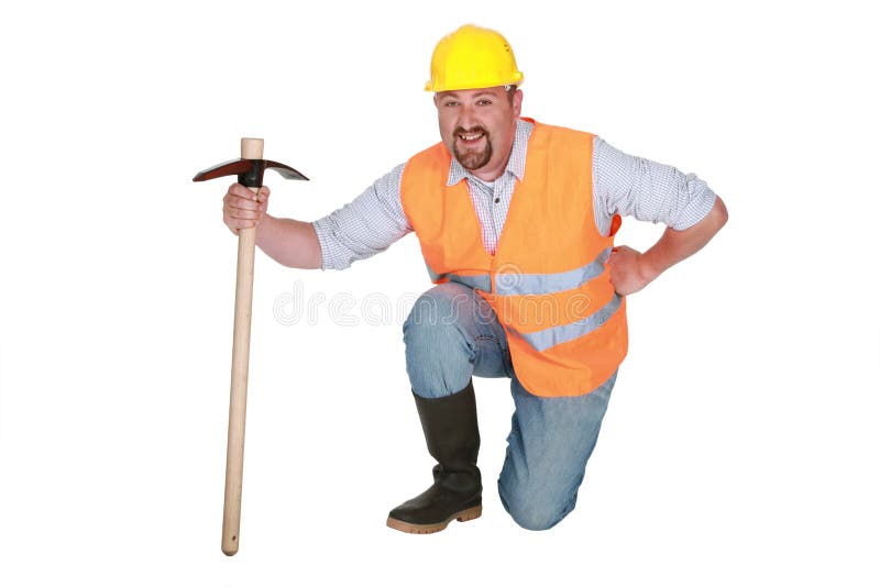 Man with pick-axe stock image. Image of manly, grime - 32238217
