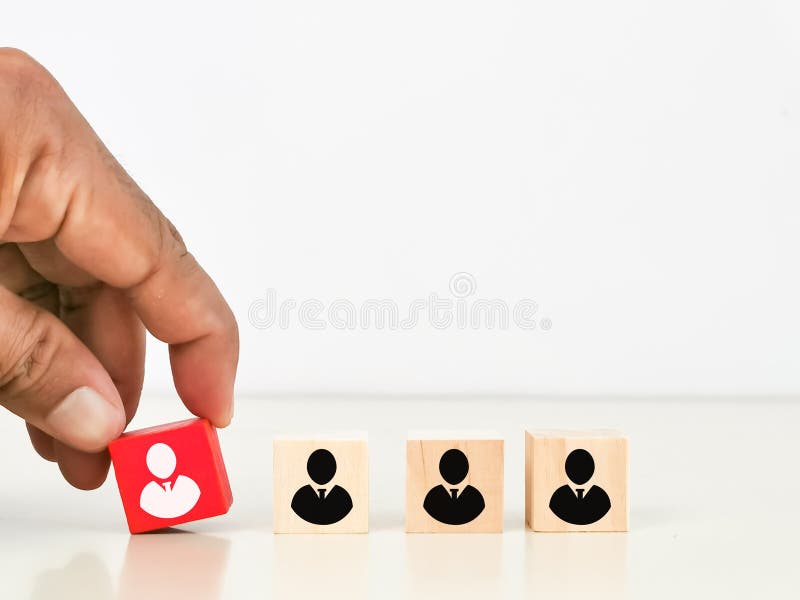 Man Pick and Take Wooden Cube. Stock Photo - Image of cube, career ...