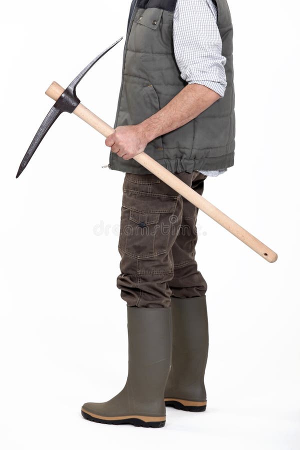 Man with pickaxe stock image. Image of muscular, concept - 32236715