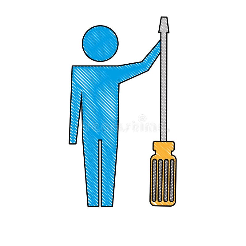 Man Pictogram with Screwdriver Tool Support Stock Illustration ...