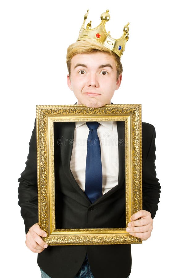 Man with Picture Frame Isolated Stock Photo - Image of funny, formal ...