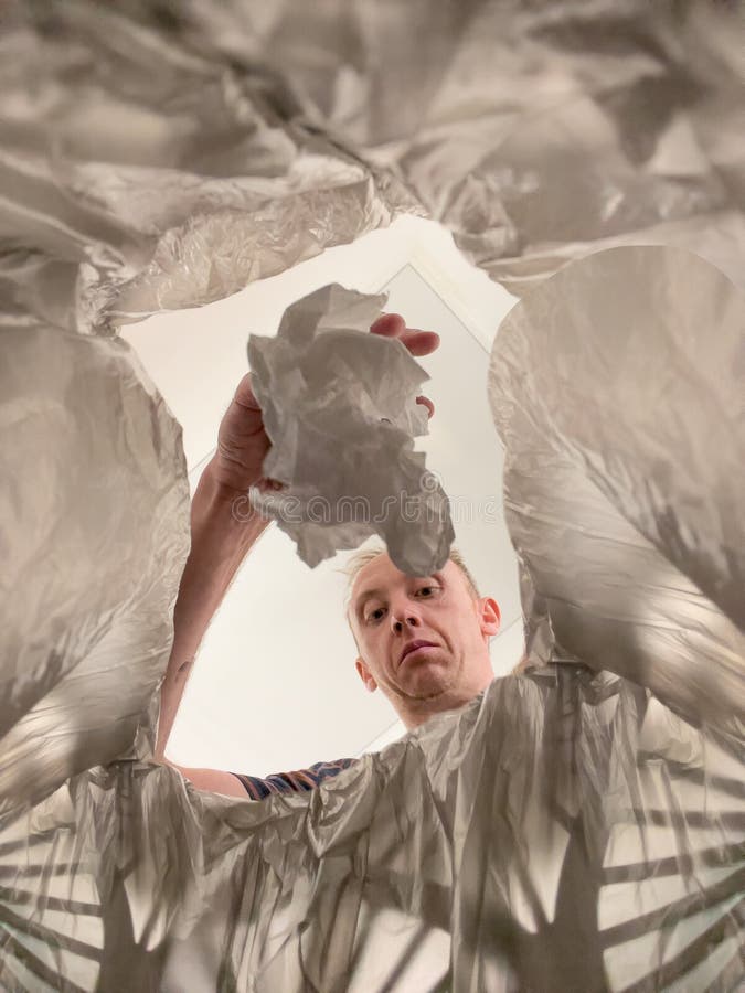 Man with Piece of Paper Separating Waste at Home, Throw Litter To the ...